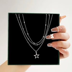 Jewelry | Gorgeous 3 Layered Stackable Hollow Star Pendant Necklace ...